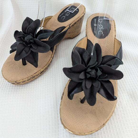 boc | Shoes | Boc Born Concept Genuine Black Leather Flower Detail ...